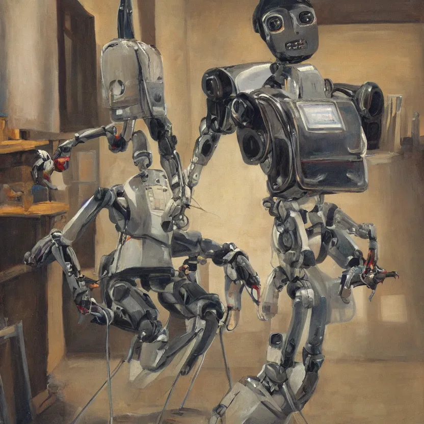 an painter being whipped by a robot | Stable Diffusion | OpenArt