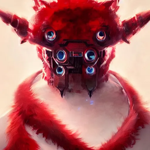 realistic portrait of a grox from spore, red furry | Stable Diffusion ...