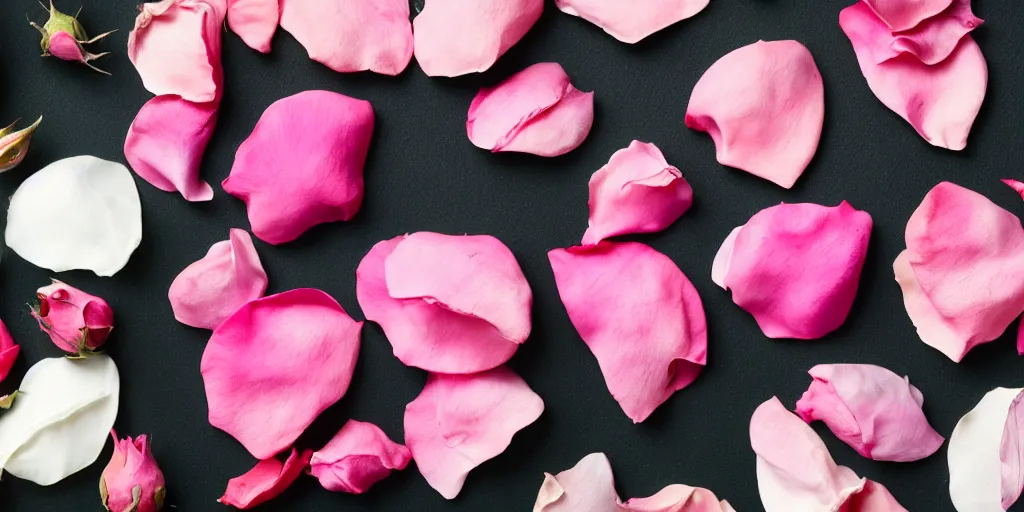 various kinds of separate rose petals, botanical | Stable Diffusion