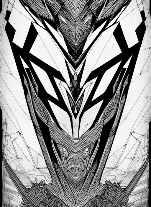 symmetry concpet art, full shot, traditional ink, | Stable Diffusion ...