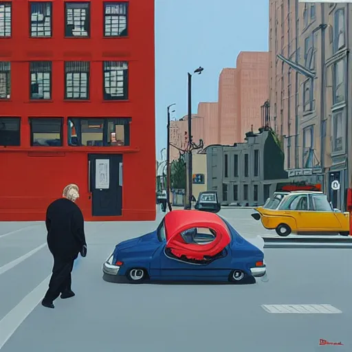 painting of a person getting out of their car on a | Stable Diffusion ...