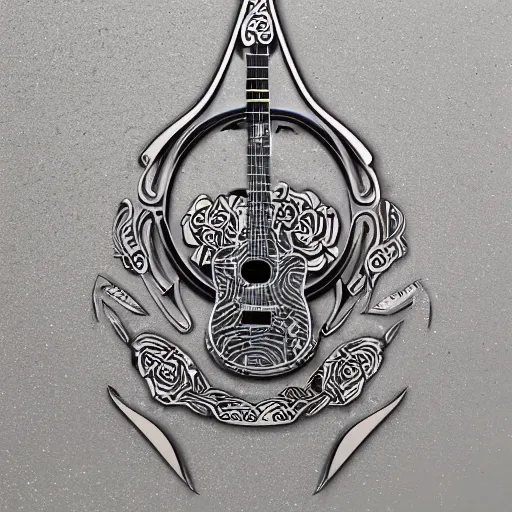 Shark, guitar, roses and coins design in the Maori | Stable Diffusion | OpenArt