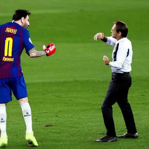 Messi punching Lopetegui in the face | Stable Diffusion | OpenArt