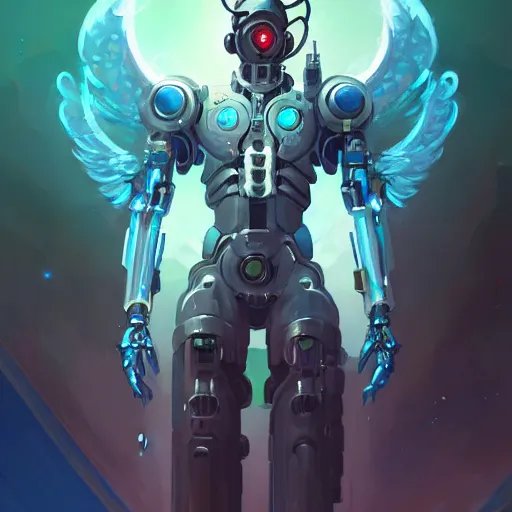 a portrait of a handsome cybernetic angel boy, | Stable Diffusion