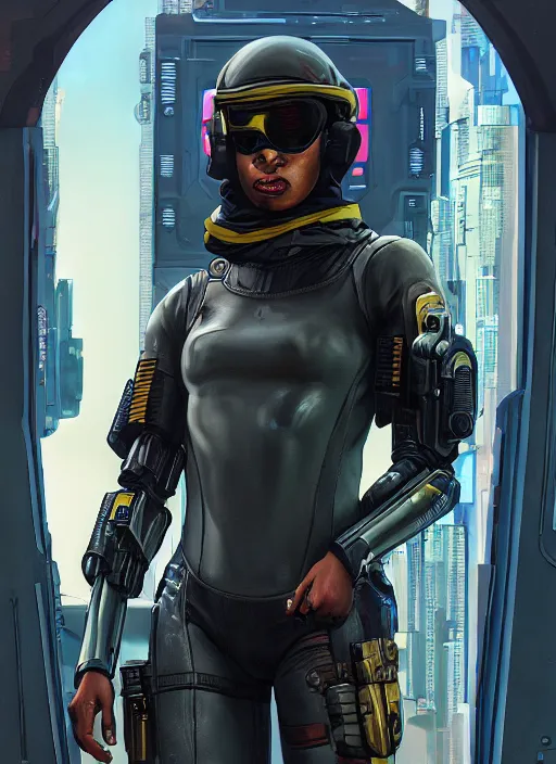 Sgt. Sophia Igwe. Strong cyberpunk female USN Assault | Stable Diffusion