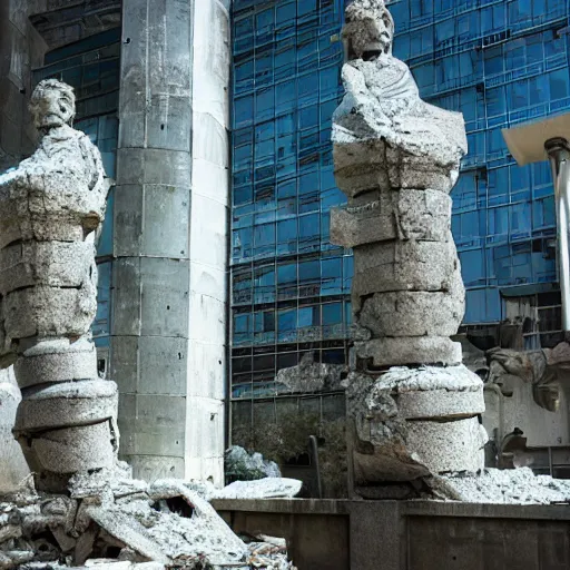 cyan thick laser beam reflecting on destroyed statues | Stable ...