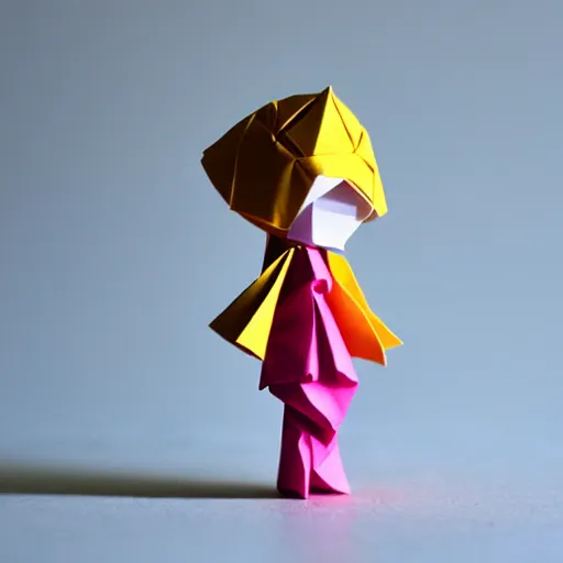 lonely girl _ origami figure | Stable Diffusion