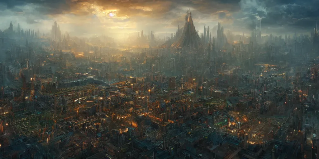 ecumenopolis, city of the gods, digital art by paul | Stable Diffusion ...
