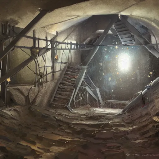 concept art painting of a mine mineshaft with glass | Stable Diffusion ...
