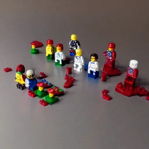 broken lego figures leaking blood | Stable Diffusion | OpenArt