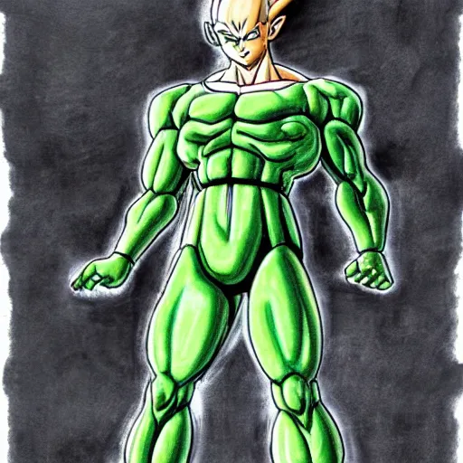 DBZ Cell, Perfect Cell, drawn by Michelangelo | Stable Diffusion