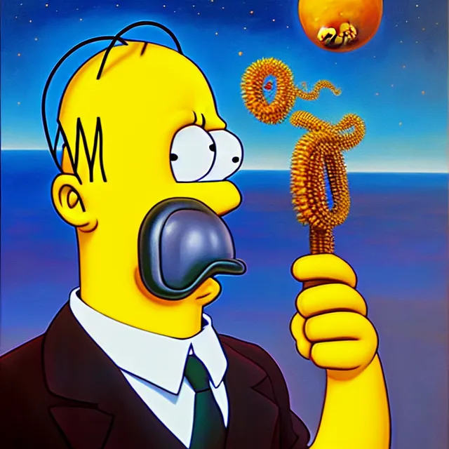 an oil on canvas portrait painting of homer simpson, | Stable Diffusion ...