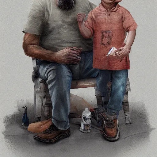 dad, father and child, by greg bukowski, highly | Stable Diffusion ...