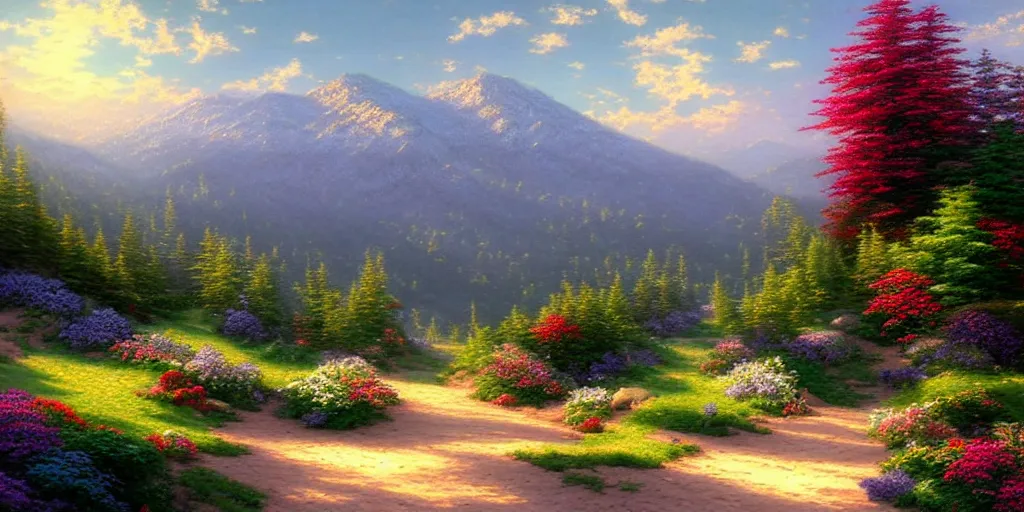 pikes peak mountain in the style of thomas kinkade, | Stable Diffusion | OpenArt
