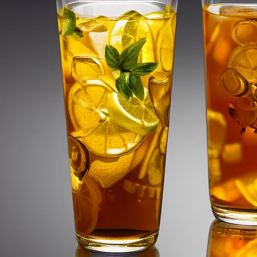 ice - t, tall iced tea glass, by alfons mucha, golden | Stable ...