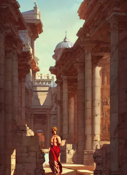 a roman emperor walking through a roman city, | Stable Diffusion | OpenArt