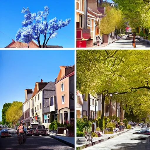 A beautiful collage of a street scene in a quiet | Stable Diffusion