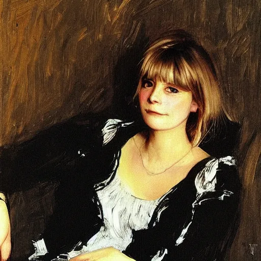 a very detailed portrait of France Gall by John Singer | Stable Diffusion