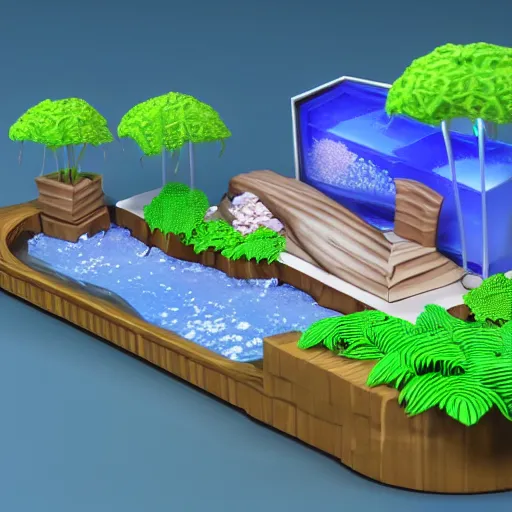 a 3d diorama of an aquarium,isometric,cartoony,modeled | Stable Diffusion