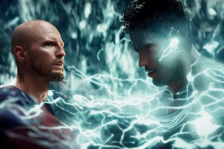 VFX movie portrait closeup DC vs. Marvel fight scene | Stable Diffusion ...