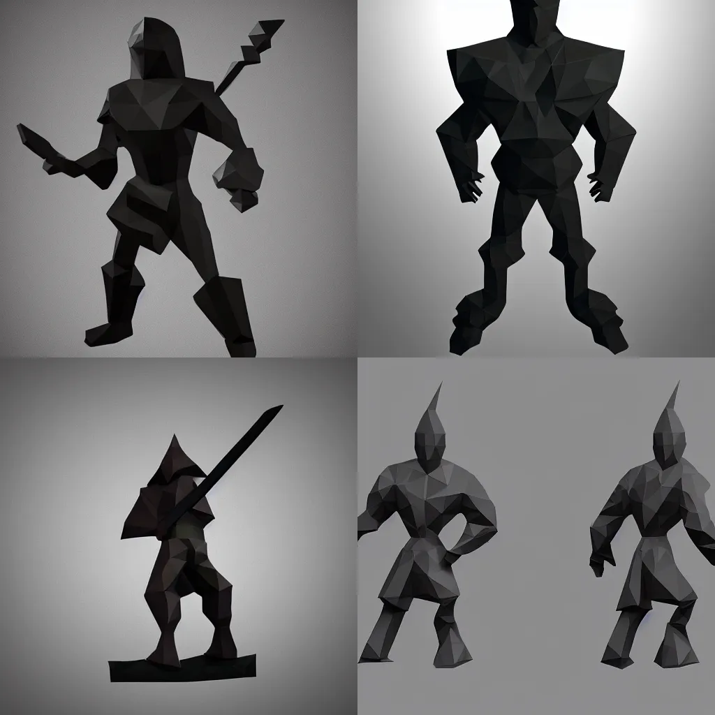low poly dark warrior entering the abyss | Stable Diffusion | OpenArt