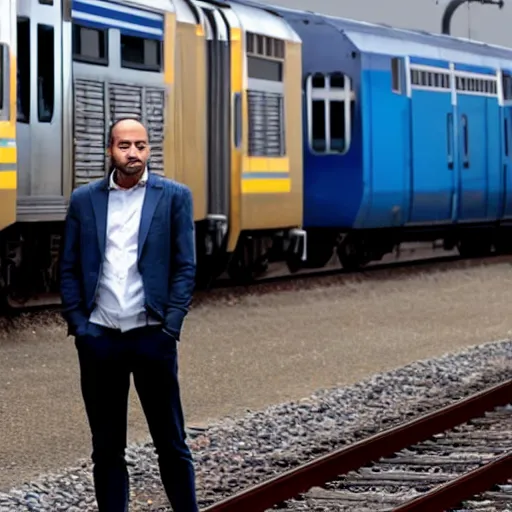 rich man standing still in front of two trains heading | Stable ...