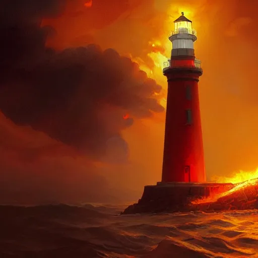 ultra realistic illustration, a lighthouse on fire in | Stable Diffusion