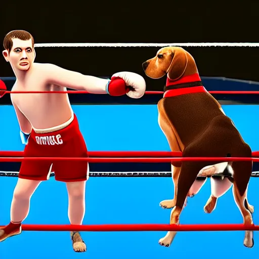 two beagle hound dogs boxing with fists, inside a | Stable Diffusion ...