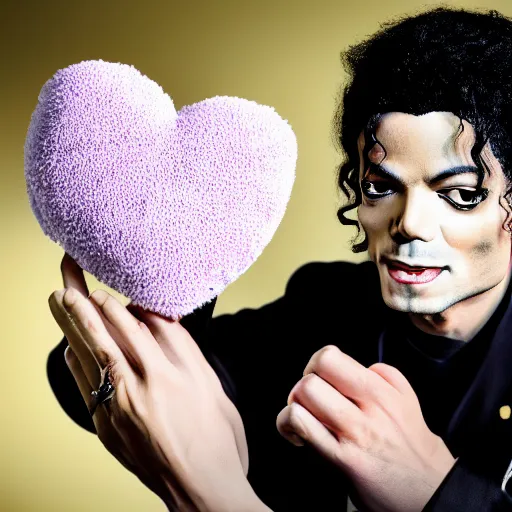 photography of michael jackson holding a plush heart, | Stable ...