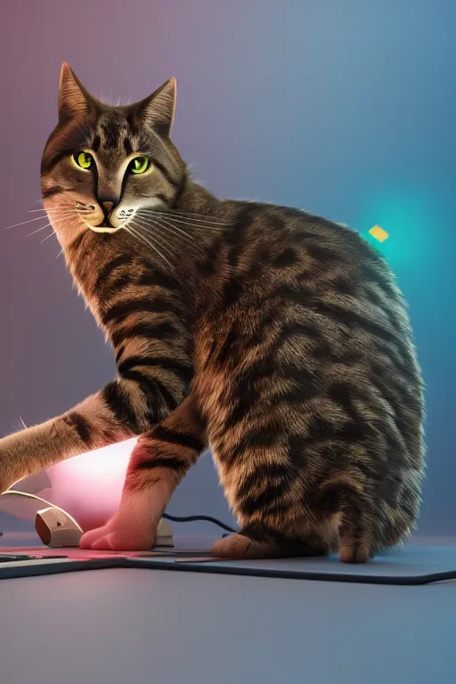 cat eating a computer mouse. cinematic, cyberpunk, | Stable Diffusion ...