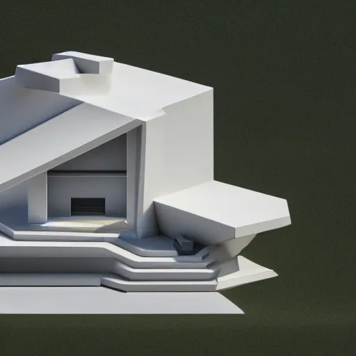 isometric render of a white architecture model, highly | Stable ...