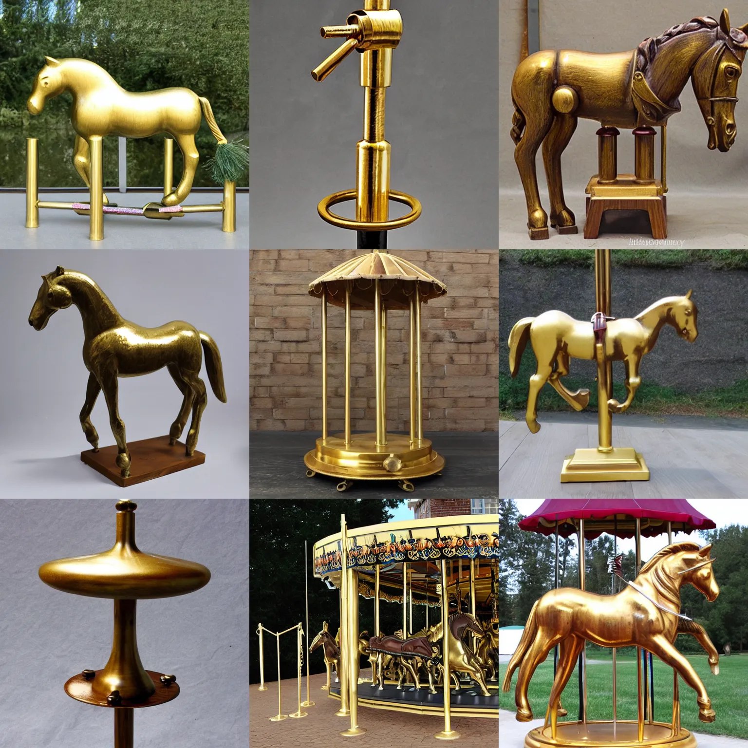 wooden carousel horse brass pole | Stable Diffusion | OpenArt