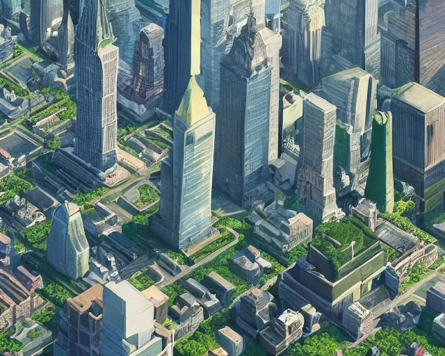 a wholesome animation key shot of an overgrown New | Stable Diffusion ...