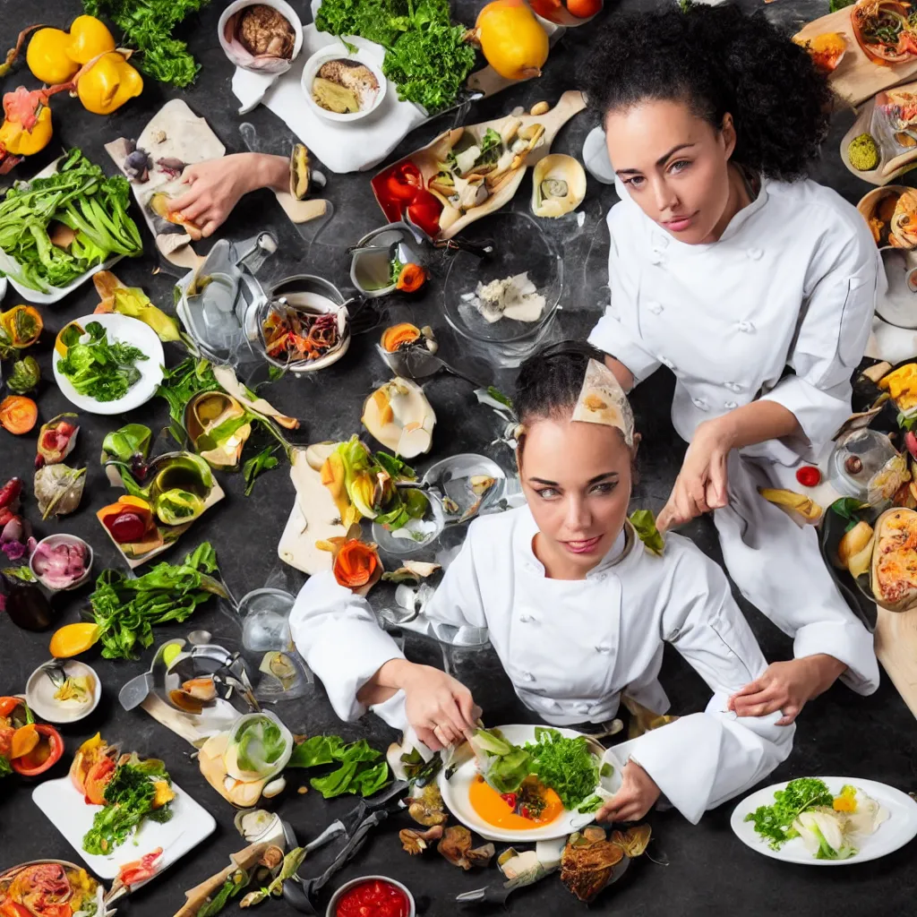 women chef futuristic natural healthy organic trippy | Stable Diffusion ...