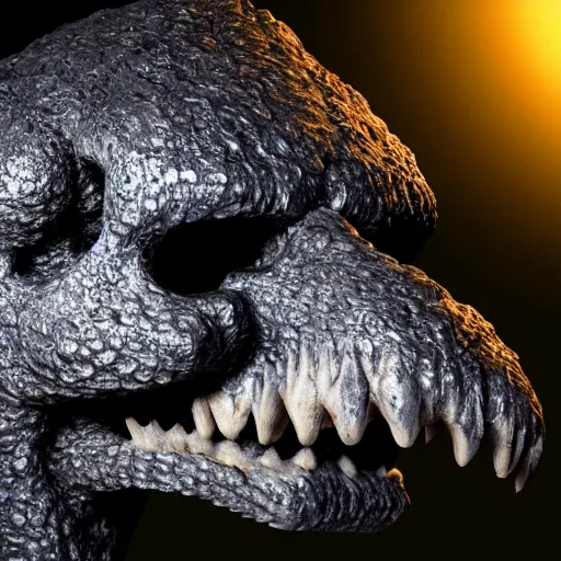 Godzilla's skull, professional photograph, studio | Stable Diffusion ...