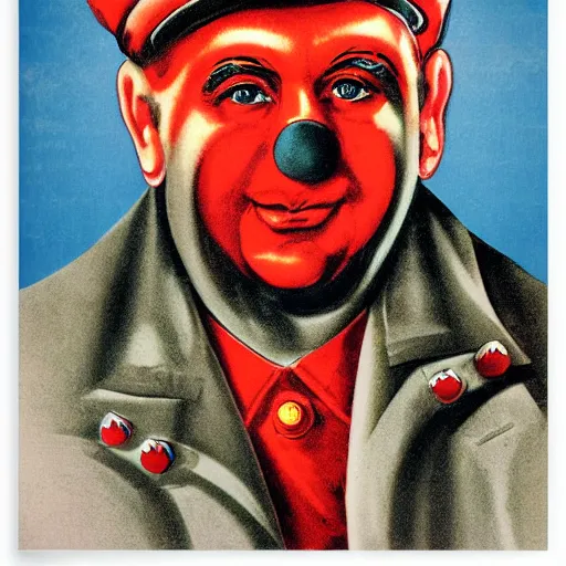 communist clown portrait soviet propaganda style poster | Stable ...