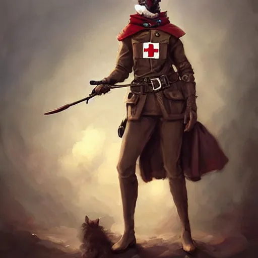 anthropomorphic Borzoi wippet Field Medic, Modern | Stable Diffusion