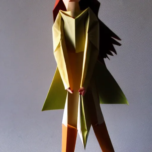 lonely girl _ origami figure | Stable Diffusion
