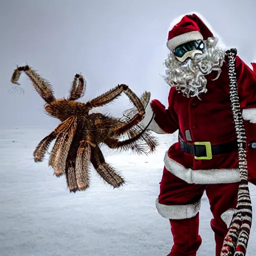 Santa riding a huge tarantula in a post-apocalyptic | Stable Diffusion ...