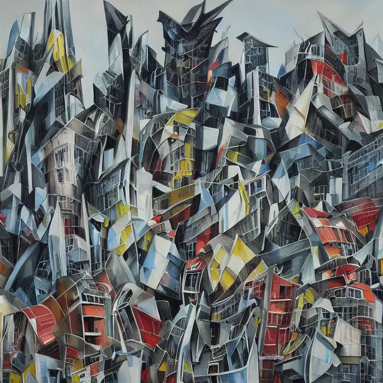 a painting of abstract buildings like chinese village | Stable ...