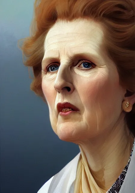 margaret thatcher angry at a fish, intricate, elegant, | Stable ...