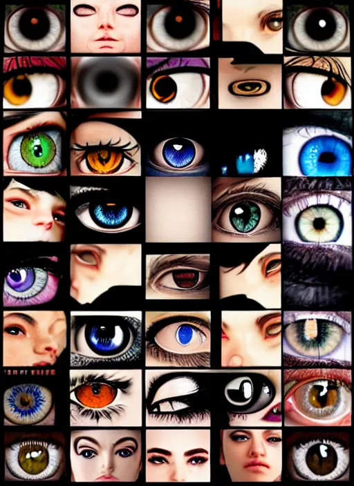 grid montage of square eyes, square dilated pupils, | Stable Diffusion ...