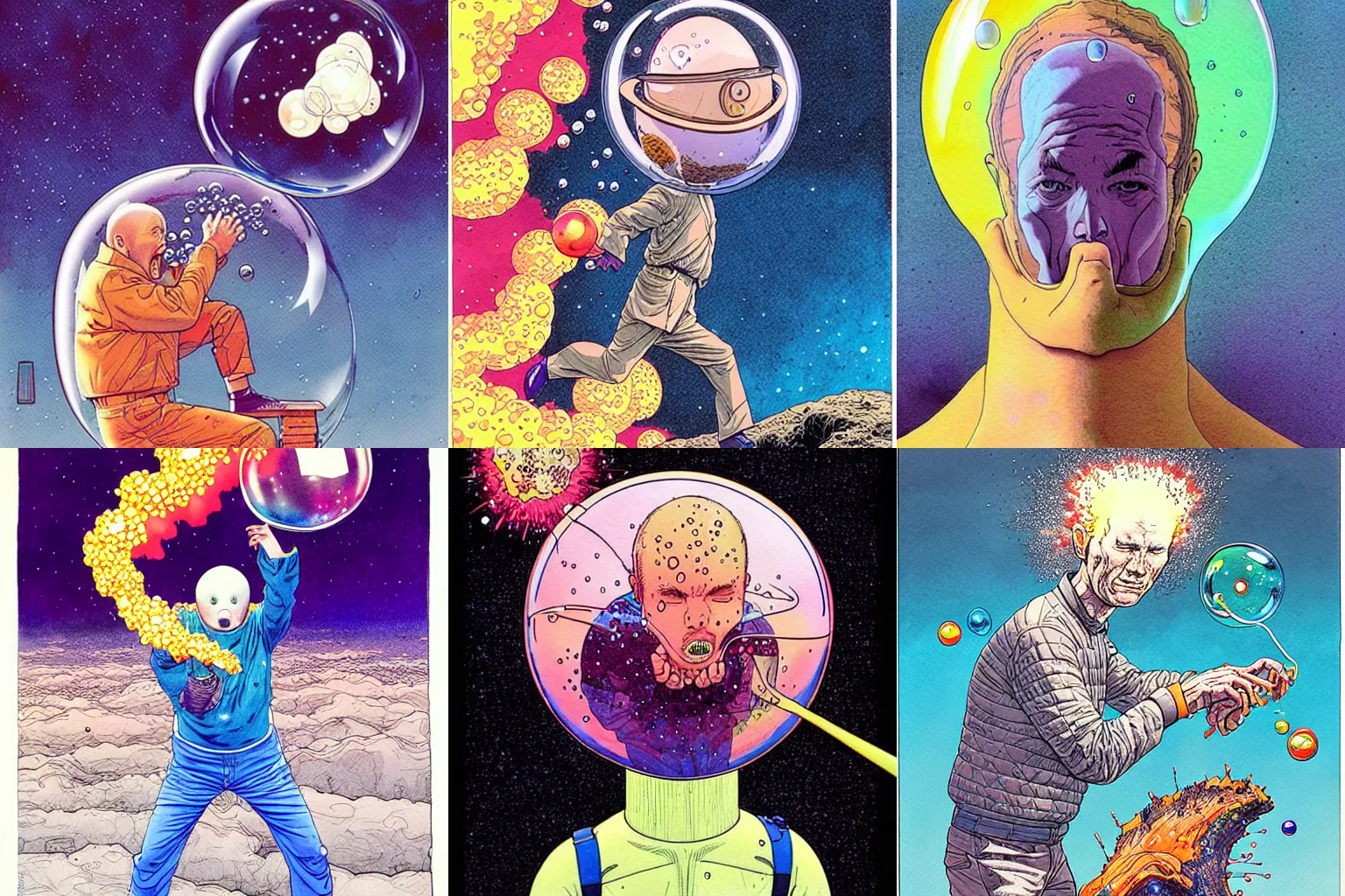 guy with a bubble bubble head exploding, ink and | Stable Diffusion ...