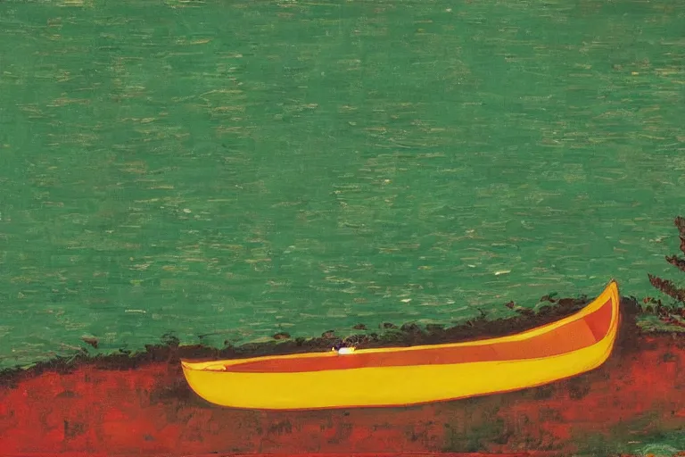 a canoe on a river by peter doig | Stable Diffusion