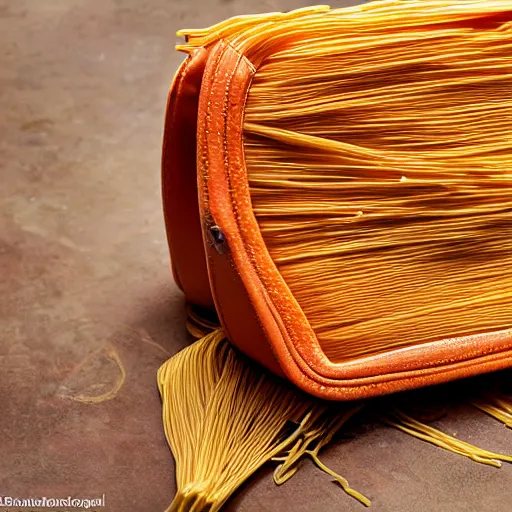 a handbag made from cooked spaghetti, photograph | Stable Diffusion ...
