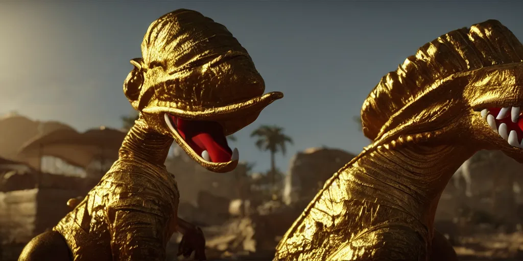 realistic picture of yoshi as a pharaon, | Stable Diffusion | OpenArt