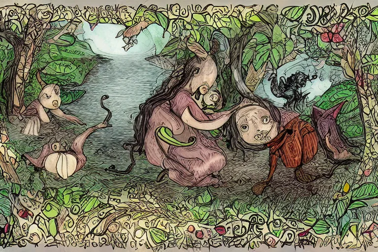 an illustration of lewis carroll's poem : twas | Stable Diffusion | OpenArt