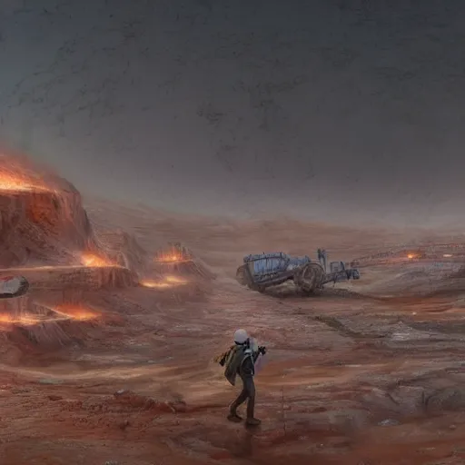 matte painting of a sci - fi mining worker exploring | Stable Diffusion ...