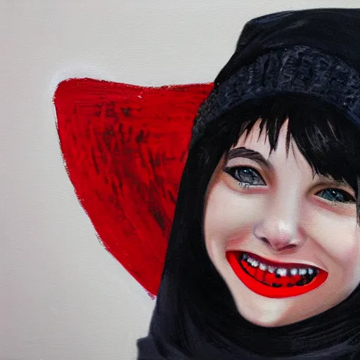 painting of a emo girl with a eerily large smile, | Stable Diffusion ...