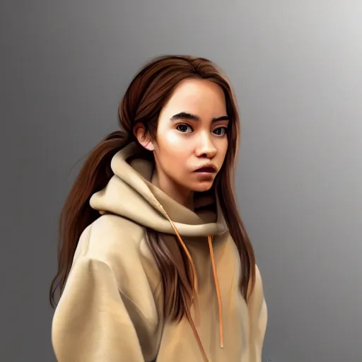 young Latin girl with a beige hoodie, shy, focus on | Stable Diffusion | OpenArt